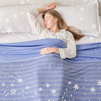 Emme Couverture rafra&icirc;chissante pour canap&eacute;, couverture d&eacute;t&eacute; fine et l&eacute;g&egrave;re, jet&eacute; de lit froid pour les dormeurs chauds, double face, garde le corps au fra