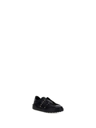 Valentino Garavani Mens Sneaker | Rockstud Untitled Vitello Te Nero-Nero Nero/nero