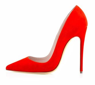 EDEFS Damen Spitze Pumps Stiletto High Heels Schuhe Party Abendschuhe Hochzeit Red Größe EU40