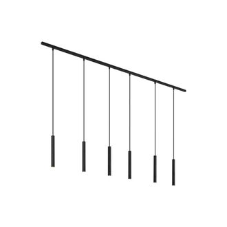 QAZQA Modern Modern railsysteem met 6 hanglampen zwart 1-fase - Slimline Keno - Kunststoff - LED geeignet G9