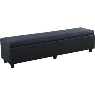 Hhg jamais utilisé] Banc banquette Kriens xxl, 180x45x45cm, similicuir, noir mat