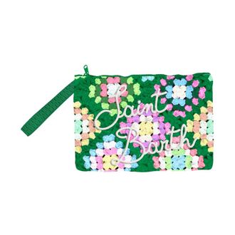 MC2 Saint Barth Femme, Sacs, Multicolore, Taille: ONE Size Pochette Crochetée Faite Main avec Pompons