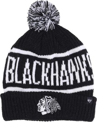 47 Brand Homme, Accessoires, Noir, Taille: ONE Size Bonnet dhiver c&ocirc;tel&eacute; avec revers et pompon