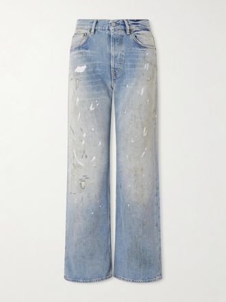 Acne Studios 2021 Halbhohe Jeans Mit Geradem Bein Und Distressed-details - Blau
