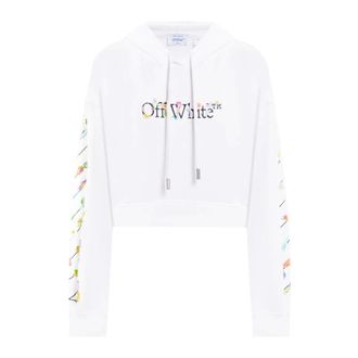 Off-white Sweat &agrave; capuche logo floral - Femme - Sweatshirts et sweats &agrave; capuche - Blanc - Taille: 40 FR