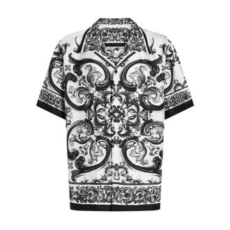 Dolce & Gabbana Homme, Chemises, Noir, Taille: XL Chemise Hawaii en twill de soie