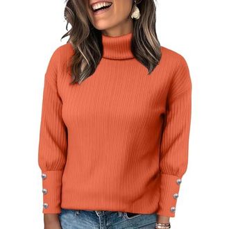 Generic Pull Femme Hiver Chaud col Montant D&eacute;contract&eacute; Manche Longue Couleur Unie Jumper Pull Femme Chic et El&eacute;gant Mode Ample Sweatshirts Rouge