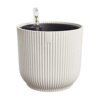 ELHO Vibes Fold Rond avec Système DIrrigation - Plastique 100% Recyclé - Pot De Fleurs pour Intérieur - Ø 22 cm - Blanc/Blanc Lin