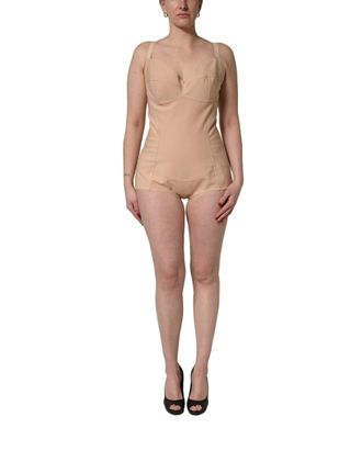 Dolce & Gabbana Womens Nude Nylon Full Body Shaper Bodysuit Top Elastane