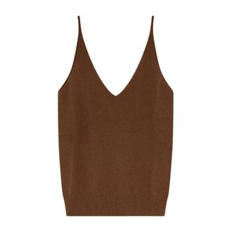 Mes Demoiselles... &Auml;rmelloses V-Ausschnitt-Oberteil - - Tops - Damen - Braun - XS
