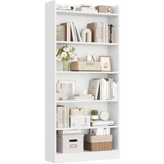 Yaheetech B&uuml;cherregal, 6 F&auml;chern B&uuml;cherschrank mit Verstellbarer Regalboden, 160 cm H Standregal, offenes Aufbewahrungsregal f&uuml;r Wohnzimmer/Heimb&uuml;ro/Arbeitszimm