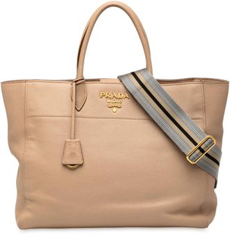 Prada Hobo Bags - Vitello Phenix Open Convertible Tote - Gr. unisize - in Braun - f&uuml;r Damen