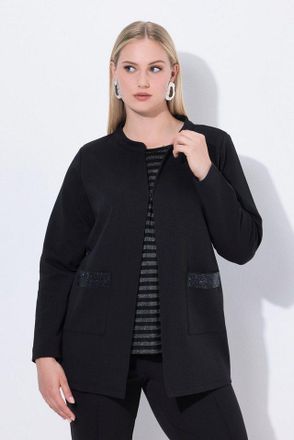 Ulla Popken Sweatjacke Sweatjacke Ziersteine Rundhals Hakenverschluss