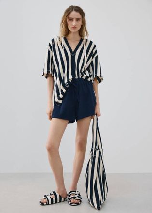 Mango Short en coton bouclette bleu - Femme - S - MANGO