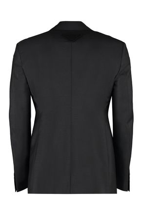 Prada Mens Padded Shoulder Mohair And Wool Blazer Black Suit & Dinner Jackets