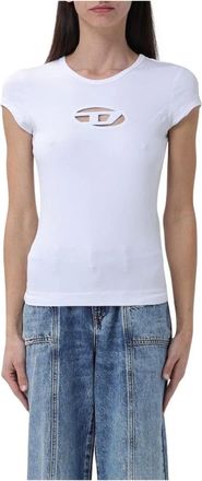 Diesel Femme, Tops, Blanc, Taille: 40 FR T-Shirt Logo D&eacute;coup&eacute;