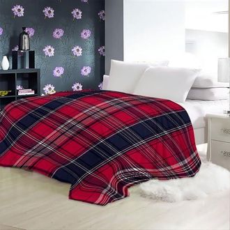 Generic Couverture en Laine Motif &agrave; Carreaux de Style &eacute;cossais No&euml;l Imprim&eacute; Sherpa CouvertureCouverture Chaude Floue pour Canap&eacute; Chaise Lit 150 x 200cm