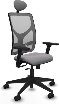 Piqueras y Crespo Sicherheitsstuhl mit 3D-Armen, h&ouml;henverstellbarer Lendenwirbelst&uuml;tze und festem Kopfteil, ausgestattet mit Syncro/Traslack und Schneideschaum, Grau/Gr