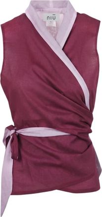 Ni&ugrave; Niu, Femme, Blouses et Chemises, Rouge, Taille: 38 FR Top double-face Mangostano