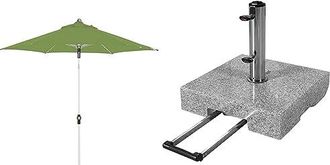 Doppler Sonnenschirm Push Up 220 Fresh Green Granit-Sonnenschirmständer mit Ausziehgriff 45kg