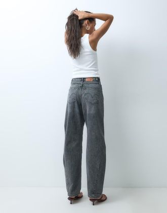 Levi's jean barrel cintr&eacute; gris d&eacute;lav&eacute;-Noir