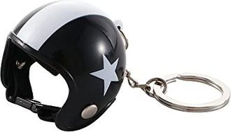 Generic Porte-clés multicolore en forme de mini casque de moto, pendentif de casque de sécurité pour décoration de voiture, Noir, taille unique