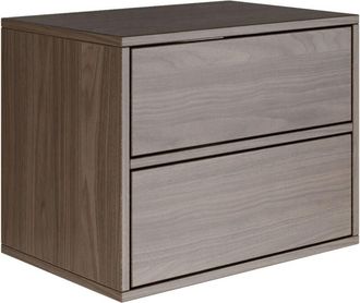 Selsey Selsey - Framme - Nachttisch h&auml;ngend mit 2 Schubladen, Holzoptik Walnuss, 50 cm