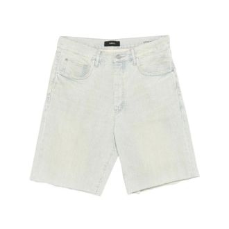 Purple Homme, Shorts, Bleu, Taille: W38 Striped Raw-cut Shorts