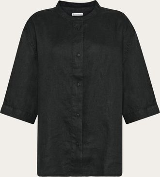 Knowledge Cotton Apparel Damen vegan Hemd Leinen Schwarz Jet