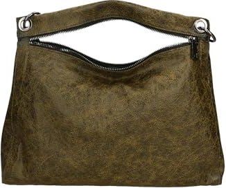 Gave Lux Sac à bandoulière pour femme. Produit artisanal. Matériau extérieur : cuir véritable. Fabriqué en Italie. GLX22656923FBG. 29 x 38 x 10 cm, Vert