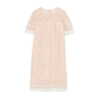 Ermanno Scervino Femme, Robes, Rose, Taille: 40 FR Courte Robe Rose en Dentelle avec Bordures en Tulle