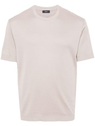 Herno T-Shirt mit Logo-Schild - Braun