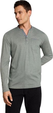 Tom Tailor Henleyshirt H gr&uuml;n,Casual,Baumwolle,Meliert,Henley-Ausschnitt,Langarm,Regular Fit