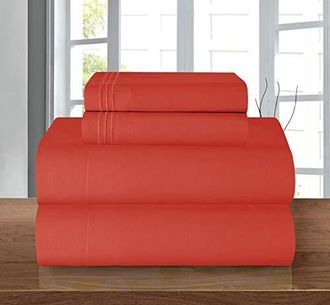 Elegant Comfort Bettwäsche-Set, luxuriös, weich, Fadenzahl 1500, ägyptische Qualität, Knitter- und lichtbeständig, 3 Stück Modern California King Rust