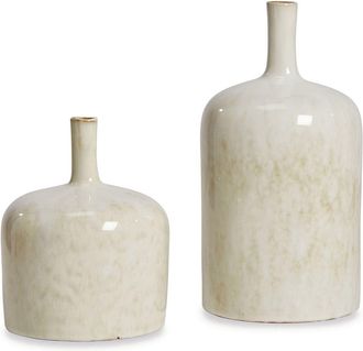 Loberon Vase Set Kurys - Schlichte Form & Schlanker Hals - F&uuml;r Trockenblumen, Blumen & Zweige - Deko Wohnzimmer - Aus Keramik - 2 St&uuml;ck