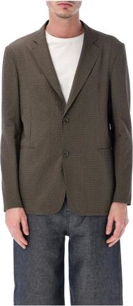 Emporio Armani Homme, Vestes, Brun, Taille: L Blazer Textur&eacute; Seersucker