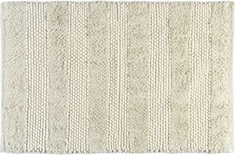 WENKO Badematte Mod. Nasidi rutschhemmend aus 70% Polyester und 30% Baumwolle in stilvollem Ecru für Fußbodenheizung geeignet waschbar 60x90 cm