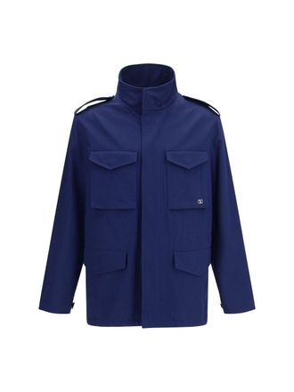 Valentino Mens Caban Jacket Vlogo Bluette Cotton