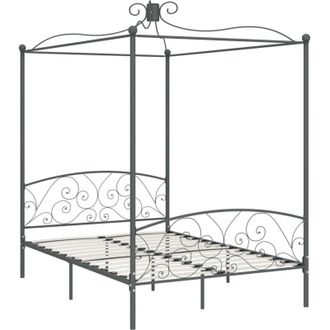 vidaXL Cadre de lit &agrave; baldaquin sans matelas gris m&eacute;tal 140x200 cm Vidaxl