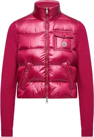 Moncler Moncler Padded Zip-up Wool Cardigan, Women, Pink, Size: Xs