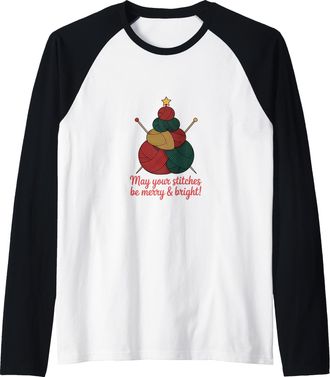 Mapanoli Design Stricken Weihnachtsbaum Stiche Merry and Bright Raglan