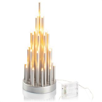 Com-Four LED Stimmungsleuchter Pyramide - Kerzenbr&uuml;cke mit 33 warm-wei&szlig;en LEDs mit Timerfunktion - Schwippbogen f&uuml;r Fensterbank und Tischdeko - Lichterbogen ba