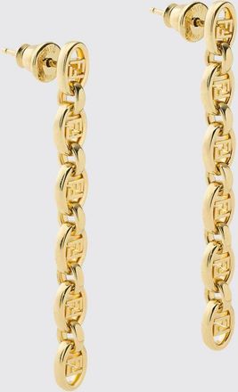 Fendi Goldfarbene Metall-H&auml;ngeohrringe mit FF-Monogramm und Steckverschluss