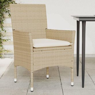 vidaXL Vidaxl - Gartenst&uuml;hle mit Kissen 2 Stk. Beige Poly Rattan