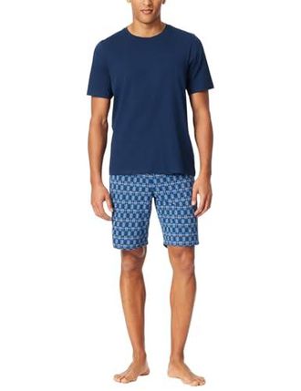 Schiesser Herren Schlafanzug Kurz Rundhals-Nightwear Set Ensemble de Pijama, Bleu fonc&eacute; 181157, 50 Hommes