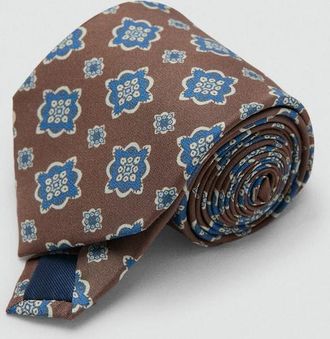 Mango Cravate soie imprim&eacute;e marron - Homme - Taille unique - MANGO MAN