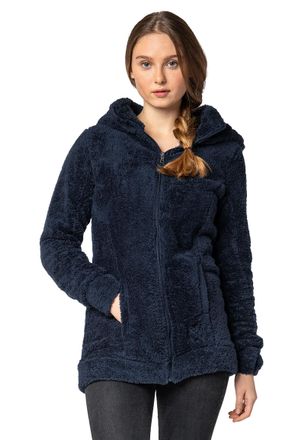 Sublevel Damen Fleece-Mantel: Kuschelige Teddyfleece Kapuzenjacke, Langarm, Warm und Bequem, Freizeitjacke in Schwarz, Rosa, Wei&szlig;, Grau dark-blue S