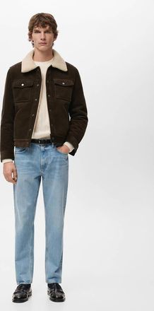 Mango Blouson velours c&ocirc;tel&eacute; doubl&eacute; imitation mouton chocolat - Homme - XXL - MANGO MAN