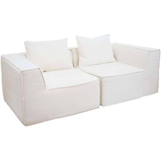 Hhg 2er-Sofa/Zubeh&ouml;r f&uuml;r Sofa HHG 397, Couch 2-Sitzer Loungesofa, modular Stoff/Textil (300g/m&sup2;) 63x194x97cm creme
