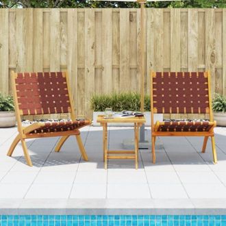 vidaXL vidaXL Chaises pliables de jardin lot de 2 et table rouge bois massif